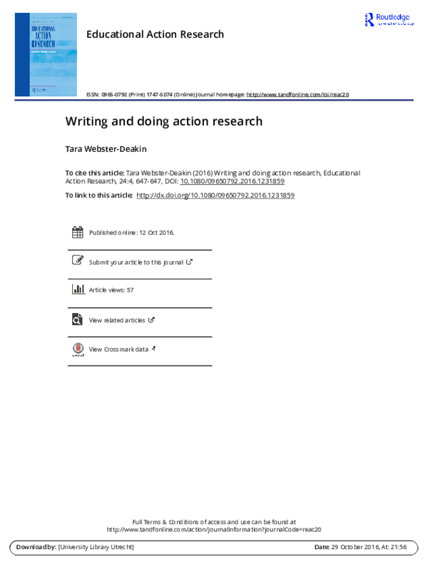 (PDF) Writing and doing action research