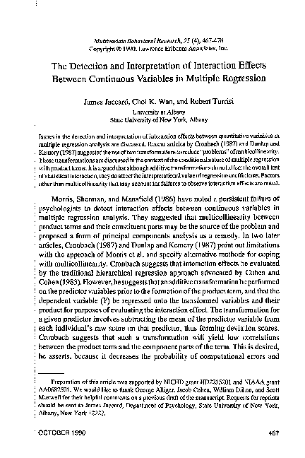 (PDF) The Detection and Interpretation of Interaction Effects Between Continuous Variables in ...