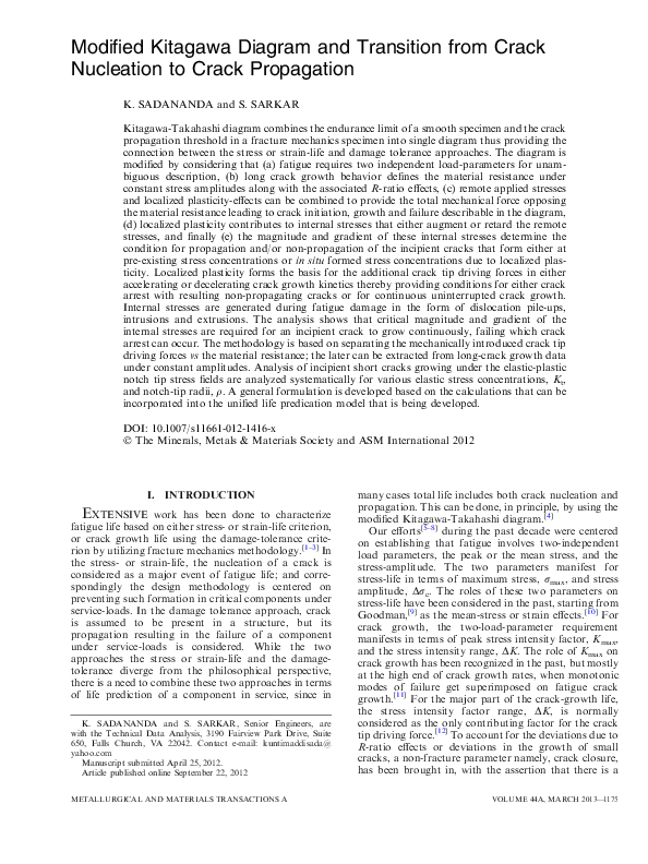 (PDF) Modified Kitagawa Diagram and Transition from Crack Nucleation to ...