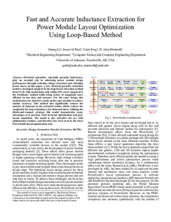 Pdf Fast And Accurate Inductance Extraction For Power Module Layout Optimization Using Loop