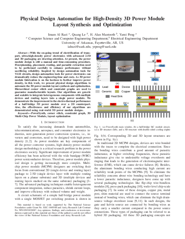 (PDF) Physical Design Automation for High-Density 3D Power Module Layout Synthesis and Optimization