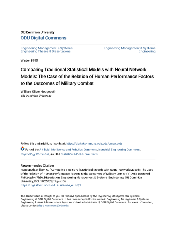 (PDF) Comparing Traditional Statistical Models with Neural Network ...