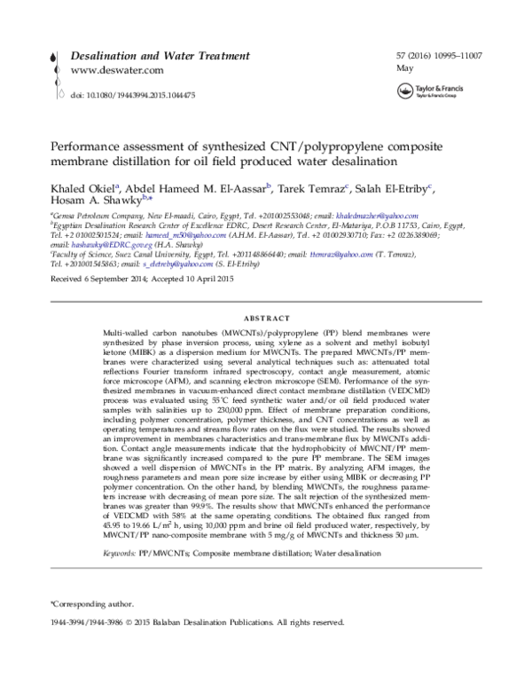 (PDF) Performance assessment of synthesized CNT/polypropylene composite ...