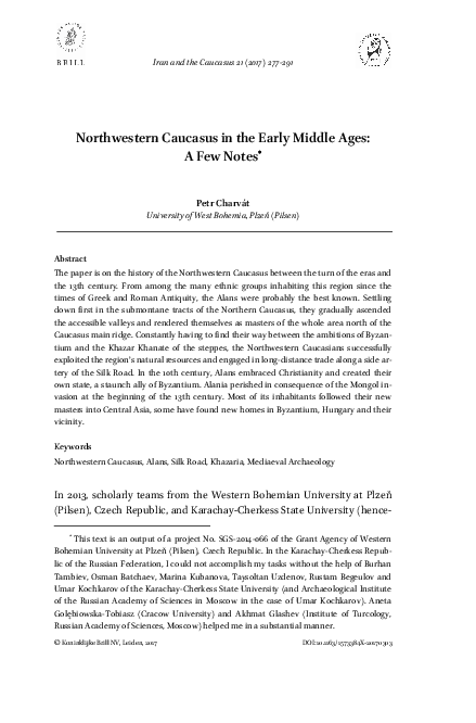 (PDF) Northwestern Caucasus in the Early Middle Ages: A Few Notes