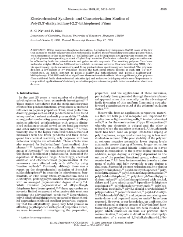 (PDF) Electrochemical synthesis and characterization of homopolymers of ...