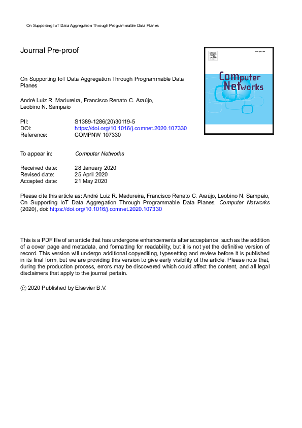 Pdf On Supporting Iot Data Aggregation Through Programmable Data