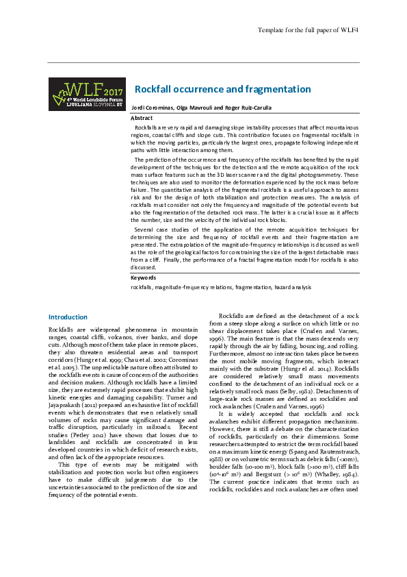 (PDF) Template for the full paper of WLF 4 Rockfall occurrence and ...