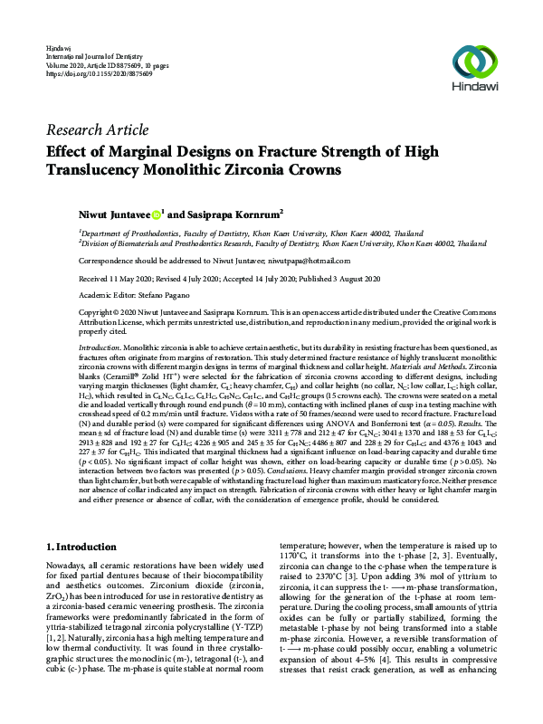 (PDF) Effect of Marginal Designs on Fracture Strength of High ...