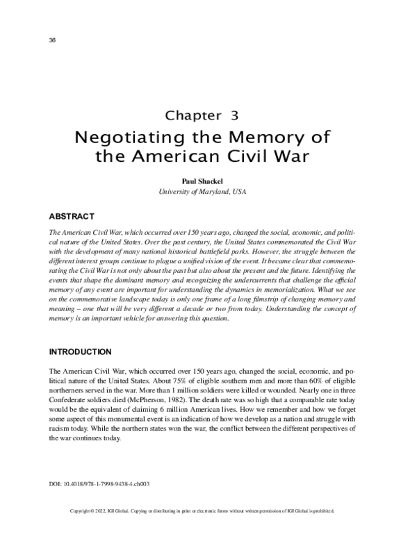 (PDF) Negotiating the Memory of the American Civil War