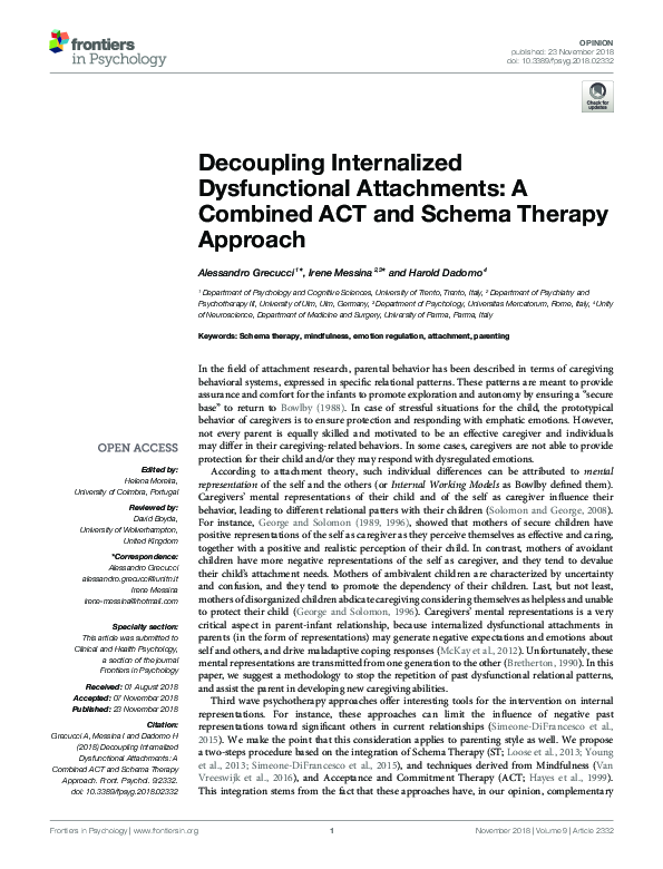 (PDF) Decoupling Internalized Dysfunctional Attachments: A Combined ACT ...