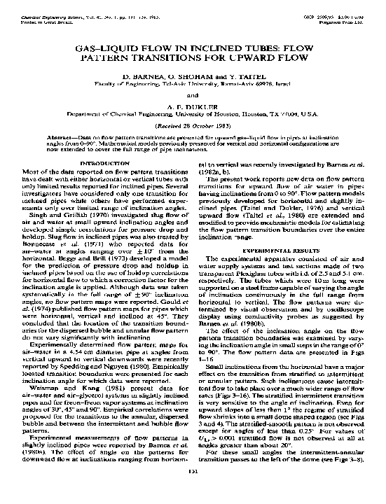 (PDF) Gas-liquid flow in inclined tubes: Flow pattern transitions for upward flow