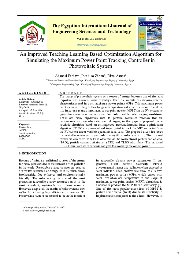 (PDF) An Improved Teaching Learning Based Optimization Algorithm for Simulating the Maximum ...