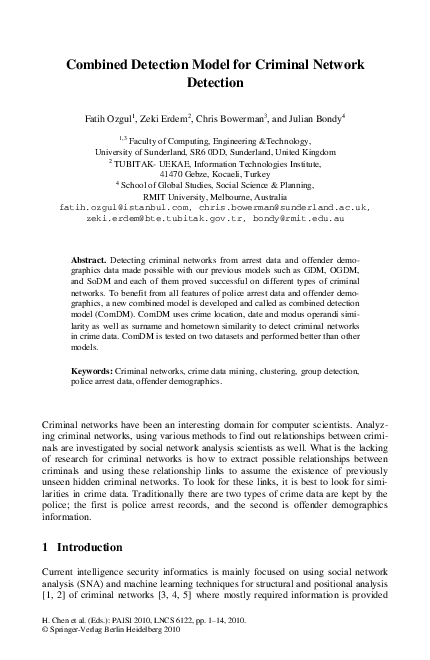 (PDF) Combined Detection Model for Criminal Network Detection