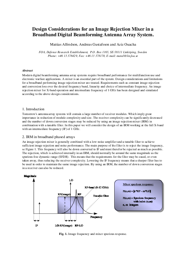 (PDF) Design considerations for an image rejection mixer in a broadband ...