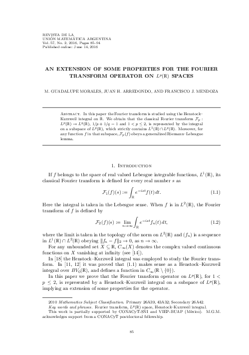 (PDF) Fourier Transform Properties in Lp Spaces
