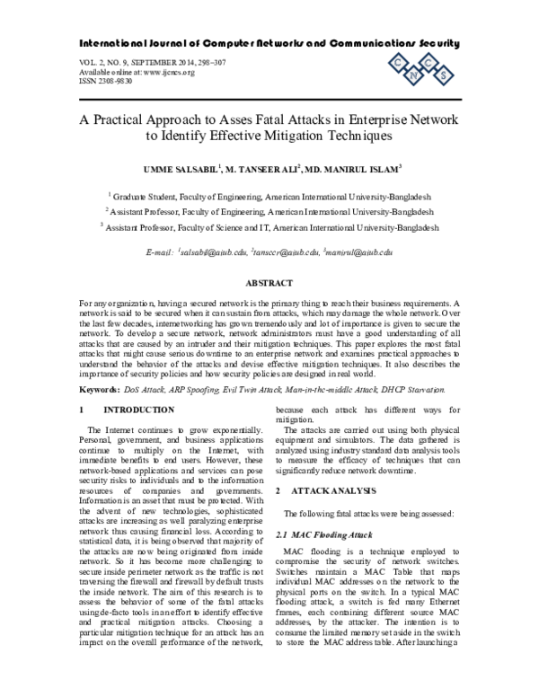 (PDF) A Practical Approach to Asses Fatal Attacks in Enterprise Network to Identify Effective ...