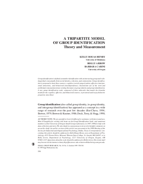 (PDF) A Tripartite Model of Group Identification