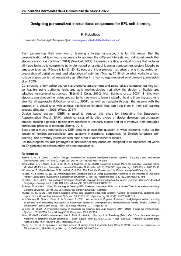 (PDF) Designing personalized instructional sequences for EFL self-learning