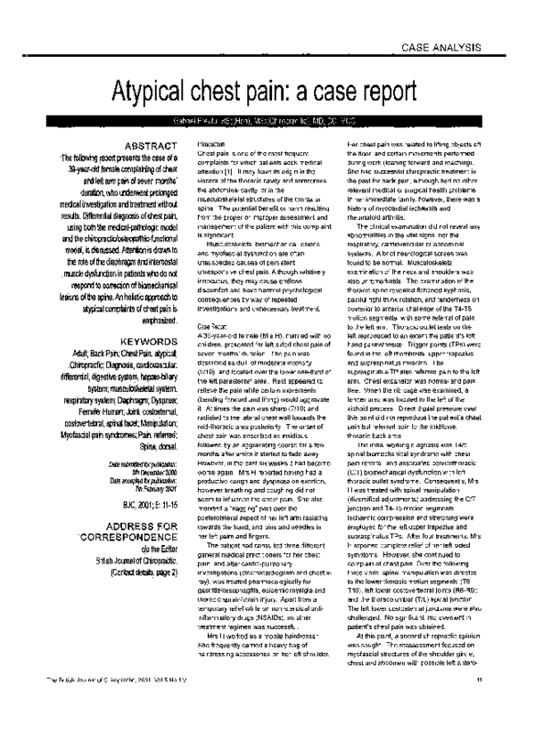 (PDF) Atypical chest pain: a case report