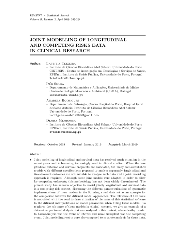 (PDF) Joint Modelling of Longitudinal and Competing Risks Data in ...