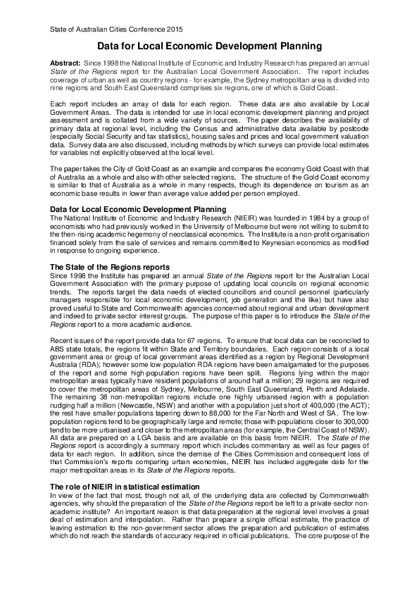 (PDF) Data for local economic development planning