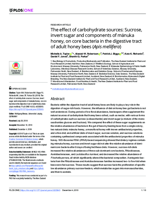 (PDF) The effect of carbohydrate sources: Sucrose, invert sugar and ...