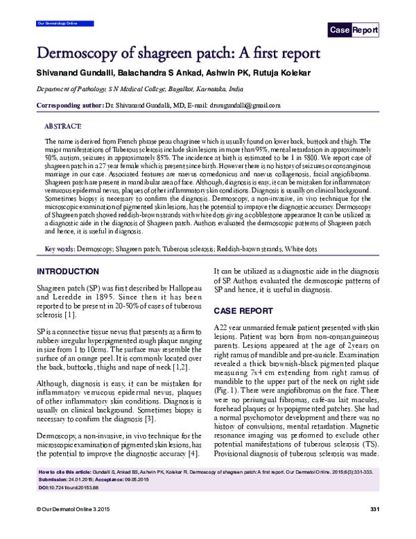 (PDF) Dermoscopy of shagreen patch: A first report
