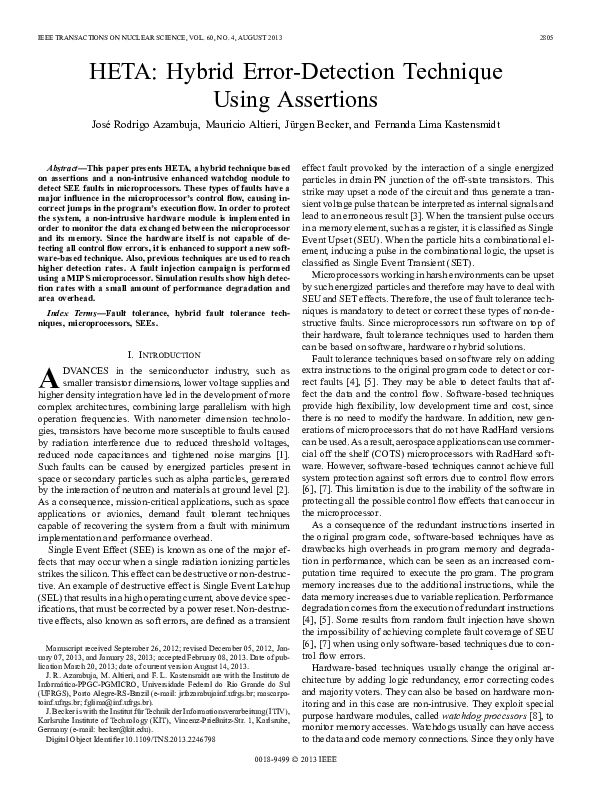 (PDF) HETA: Hybrid Error-Detection Technique Using Assertions