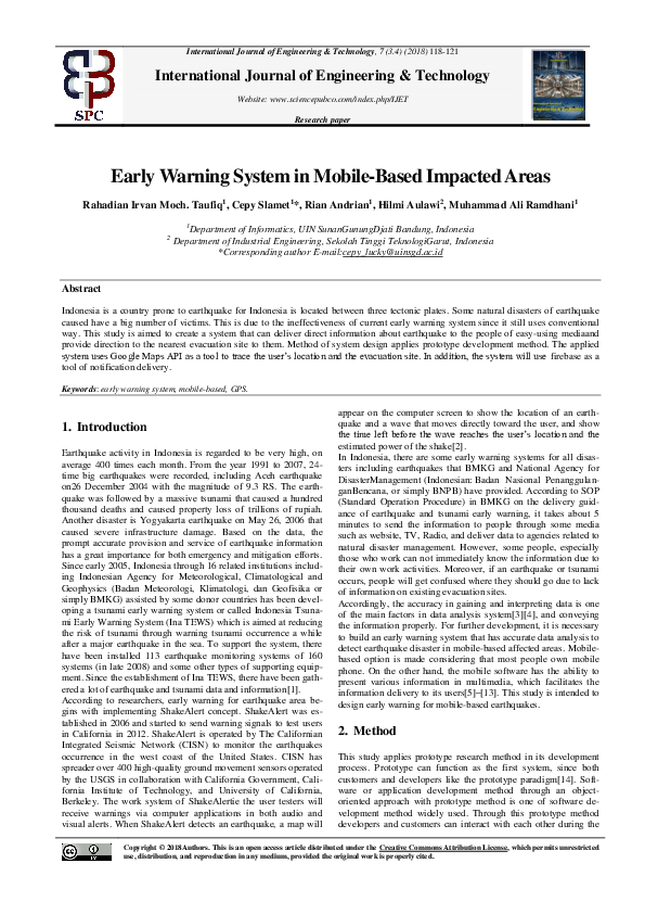 (PDF) Early Warning System in Mobile-Based Impacted Areas