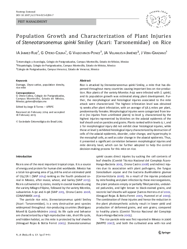 (PDF) Population Growth and Characterization of Plant Injuries of ...