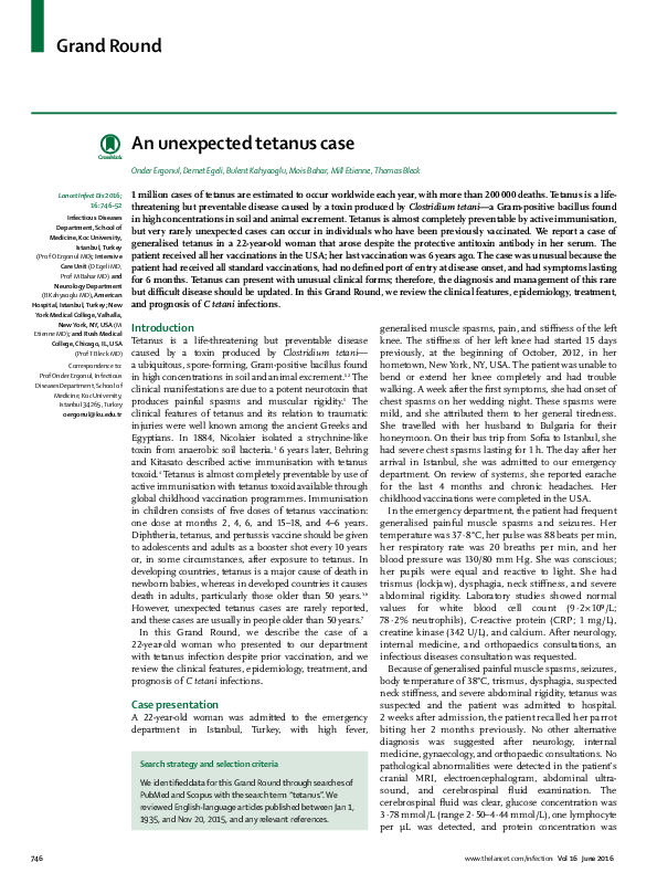 (PDF) An unexpected tetanus case
