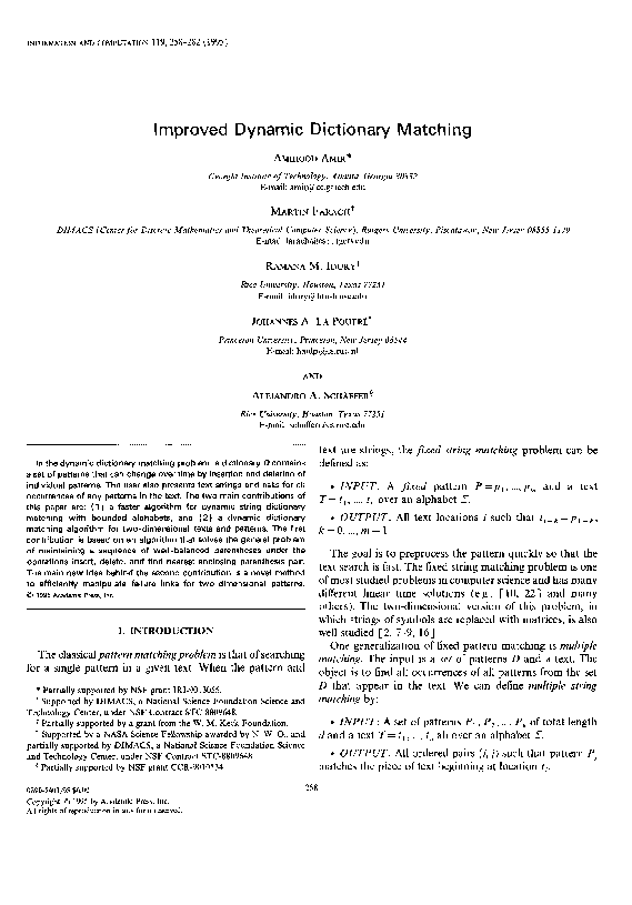 (PDF) Improved Dynamic Dictionary Matching