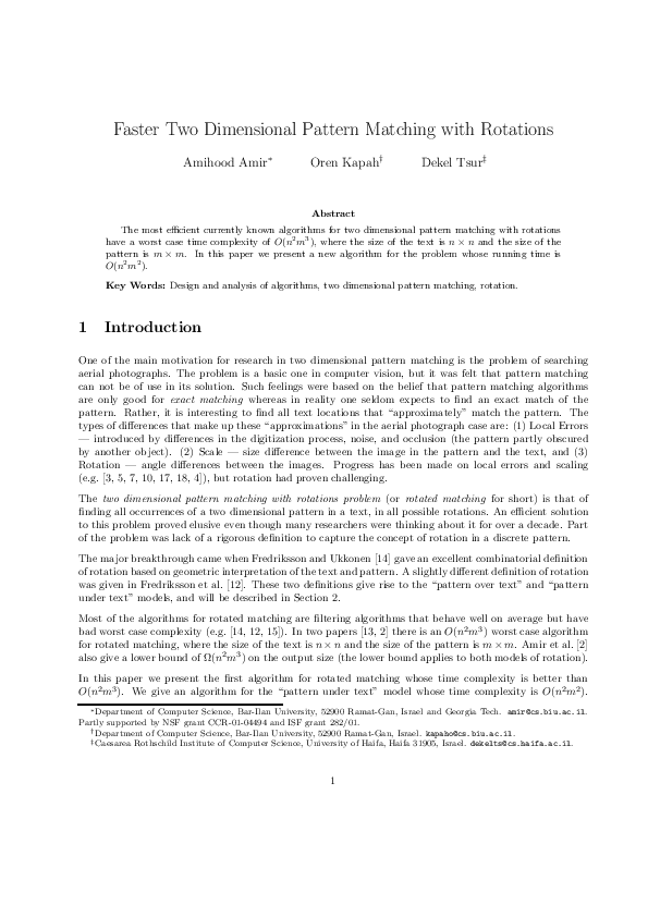 (PDF) Faster two-dimensional pattern matching with rotations