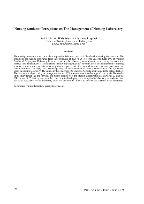 (PDF) Nursing Students’ Perceptions On The Management Of Nursing Laboratory