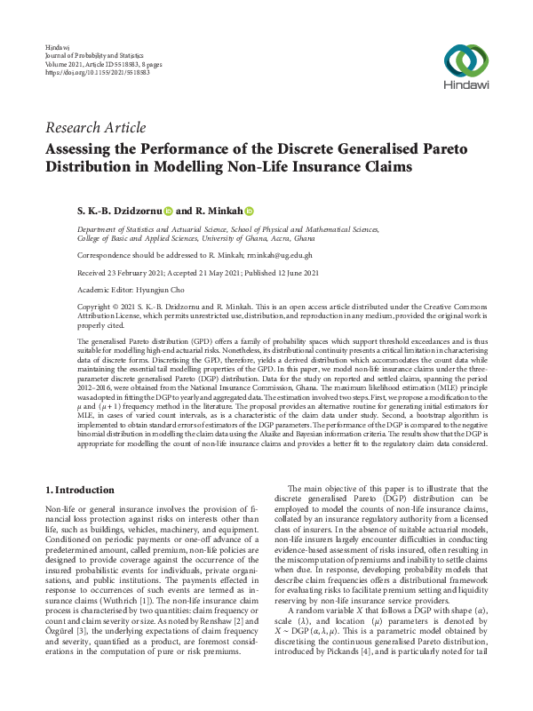 (PDF) Assessing the Performance of the Discrete Generalised Pareto ...
