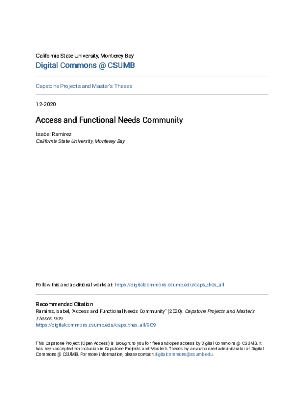 (PDF) Access and Functional Needs Community