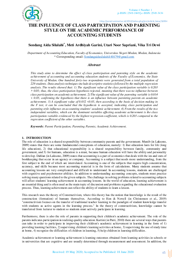 (PDF) Class Participation and Parenting Styles Impact on Academic ...