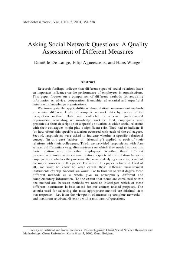 (PDF) Asking social network questions