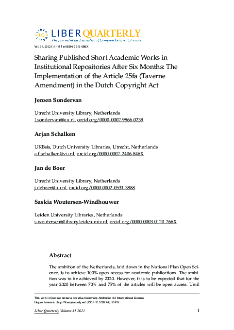 (PDF) Sharing published short academic works in institutional ...
