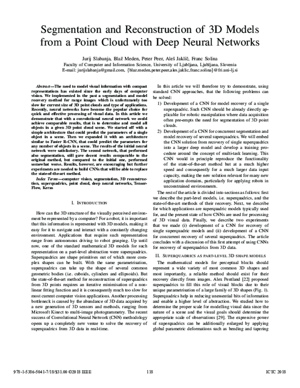 Pdf Segmentation And Reconstruction Of 3d Models From A Point Cloud