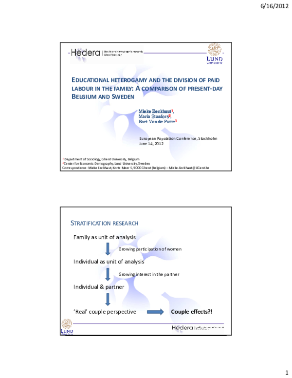 (PDF) Educational Heterogamy and the Division of Paid Labour in the ...