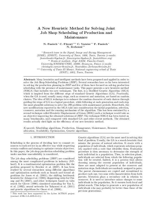 (PDF) Heuristic Method for Joint Job Shop Scheduling