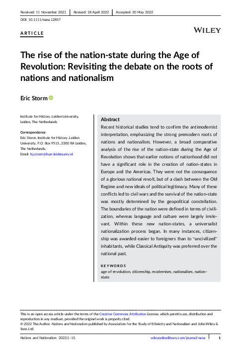 (PDF) The rise of the nation-state during the Age of Revolution ...