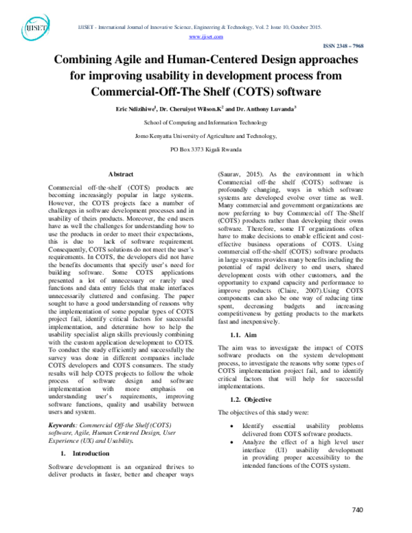 Pdf Combining Agile And Human Centered Design Approaches For Improving Usability In