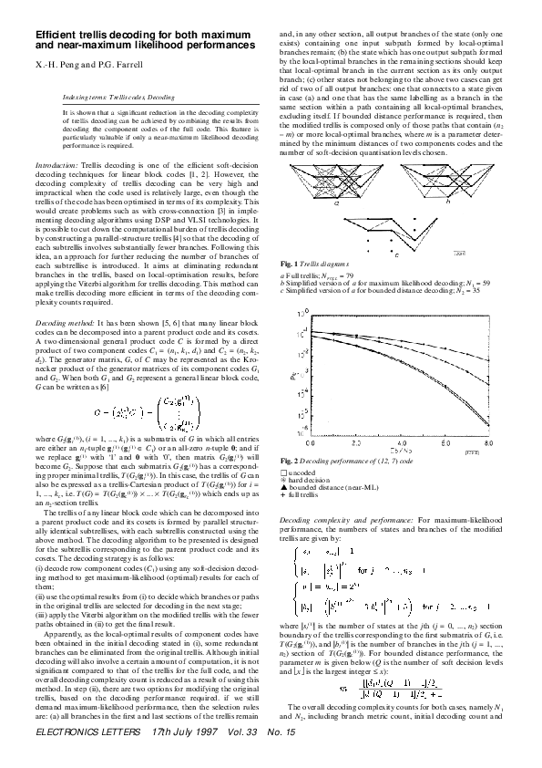 (PDF) Efficient trellis decoding for both maximum and near-maximum likelihood performances