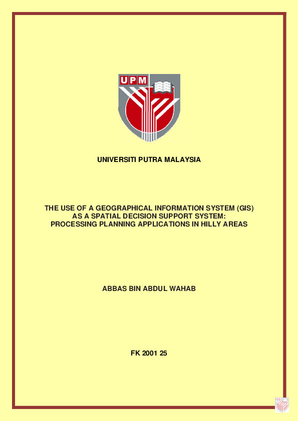 Pdf The Use Of A Geographical Information System Gis As A Spatial