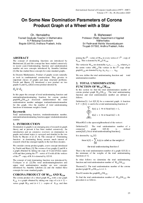 (PDF) On Some New Domination Parameters of Corona Product Graph of a ...
