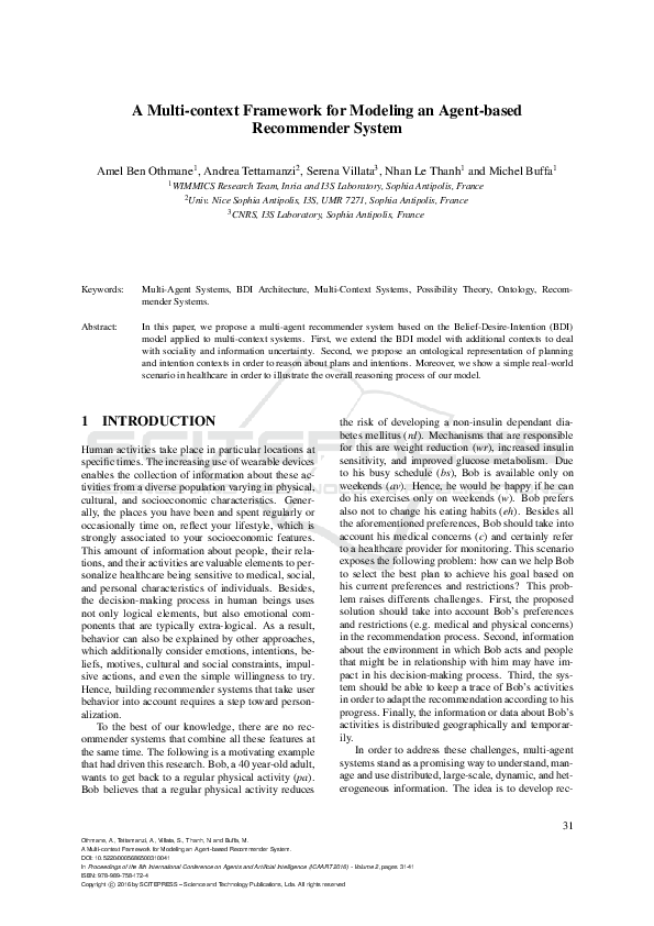 (PDF) A Multi-context Framework for Modeling an Agent-based Recommender System