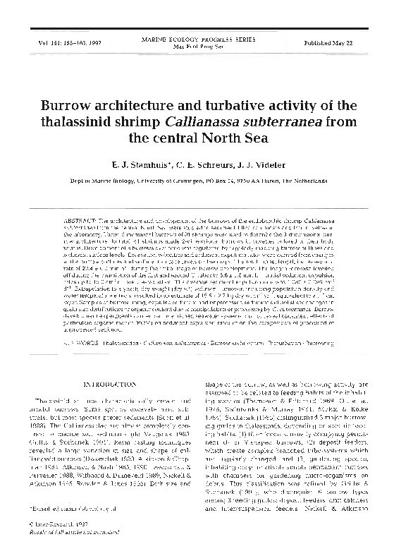 (PDF) Burrow architecture and turbative activity of the thalassinid ...