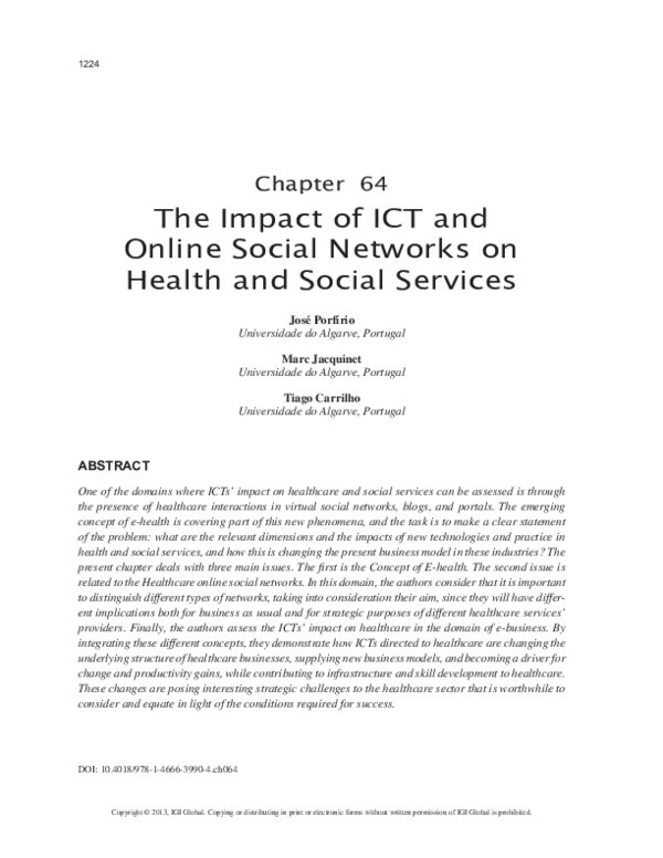 (PDF) The Impact of ICT and Online Social Networks on Health and Social ...